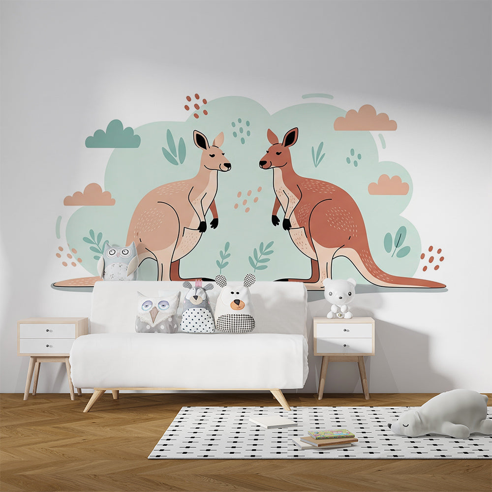 Kangaroo mural wallpaper | Bouncy decor for a child's room — Kids Wall