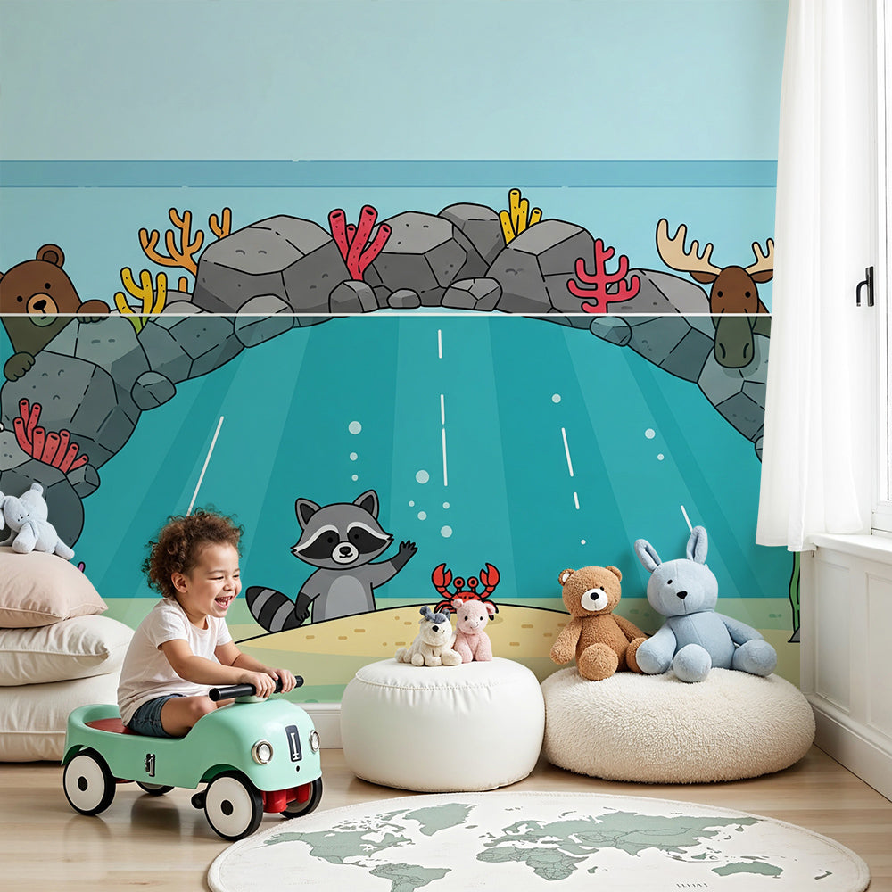 Kids' Room Wallpaper | Underwater Sea Animals and Enchanted Forest ...