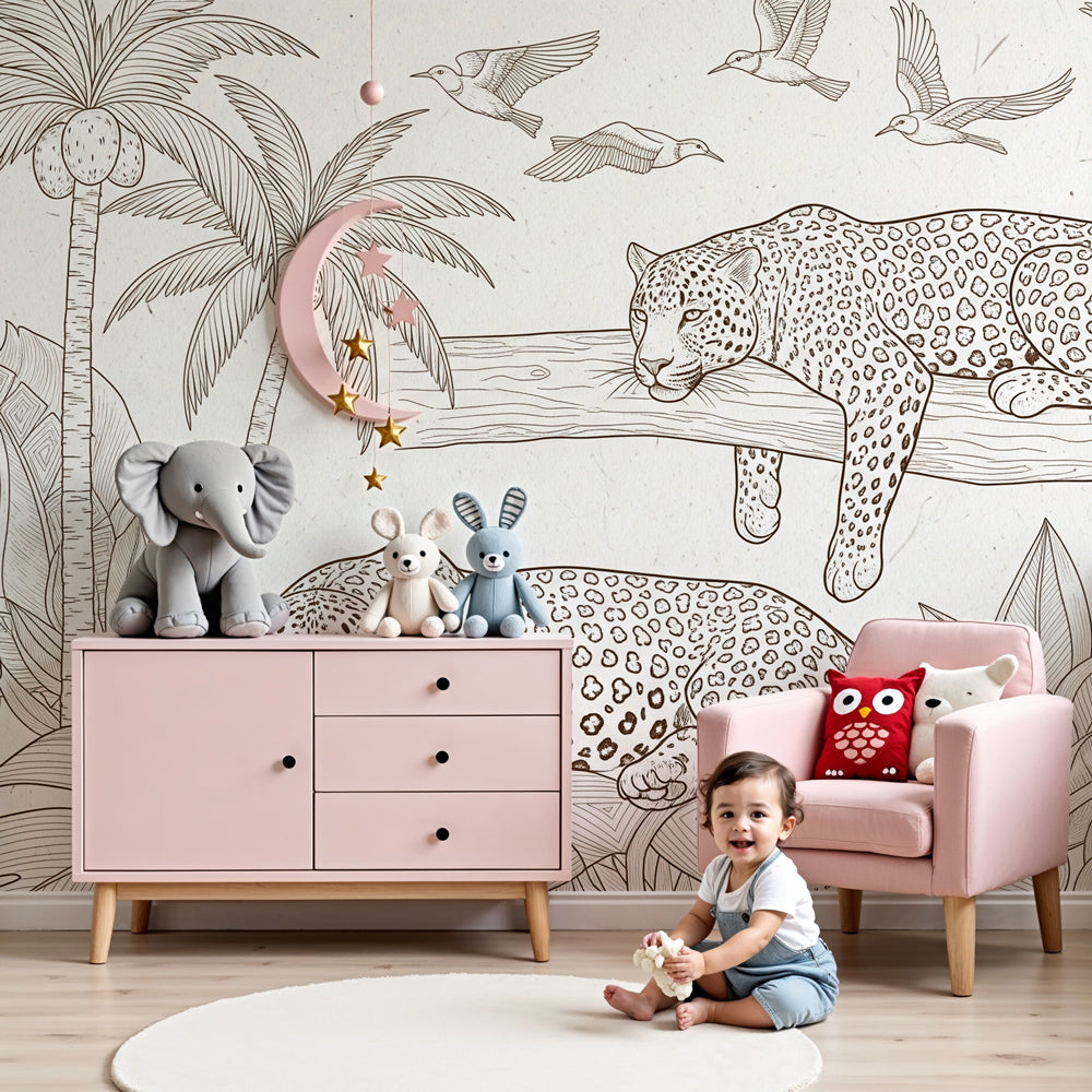 Kids room wallpaper | Leopards in the jungle — Kids Wall