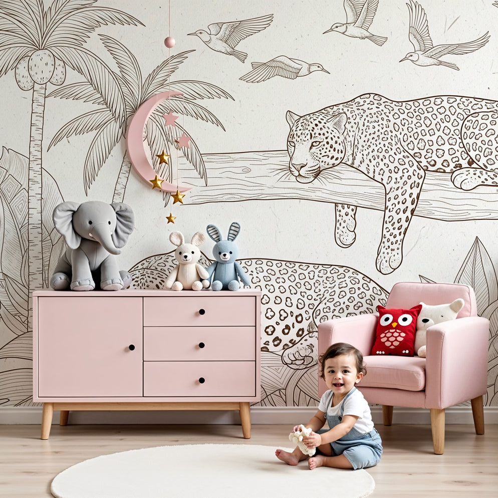 Kids room wallpaper | Leopards in the jungle — Kids Wall