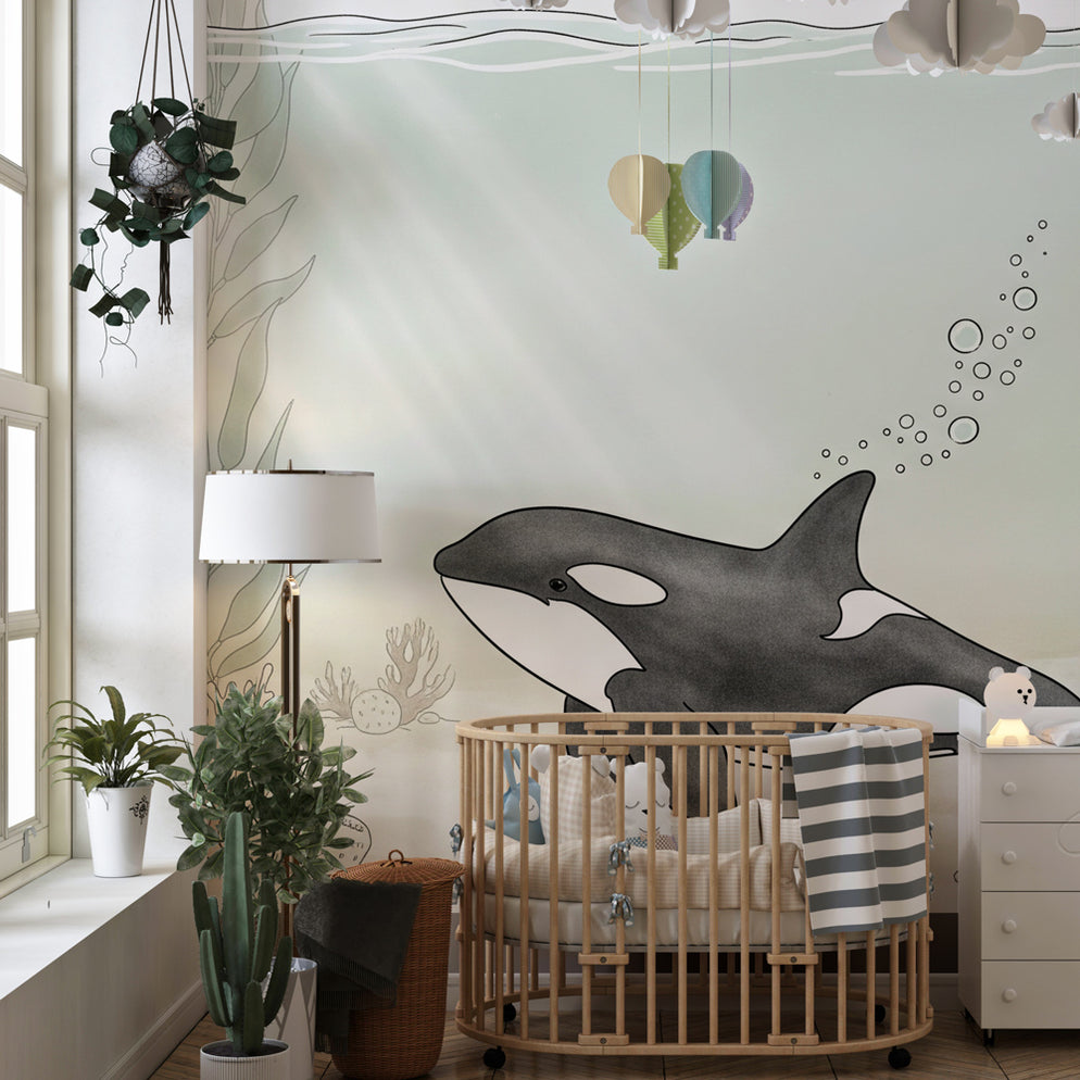 Kids room wallpaper | Orca and underwater sea — Kids Wall